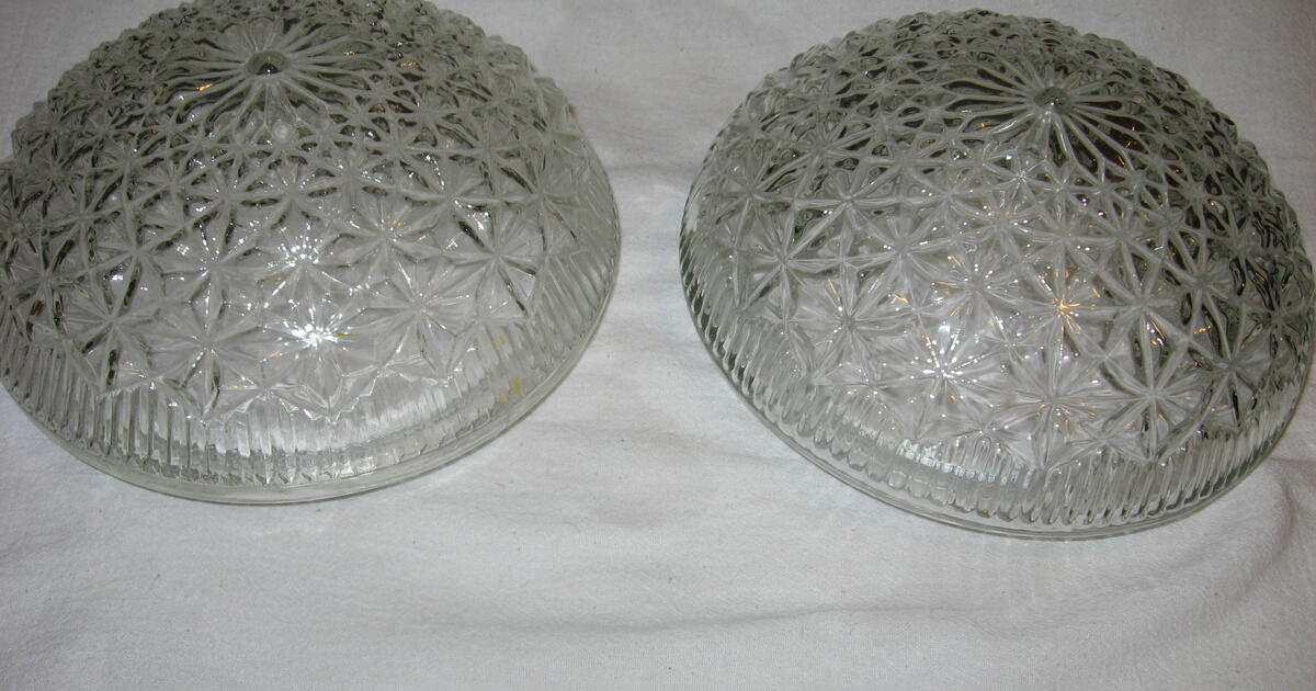 PAIR never used clear crystal celing light covers. $5 for the pair. for ...