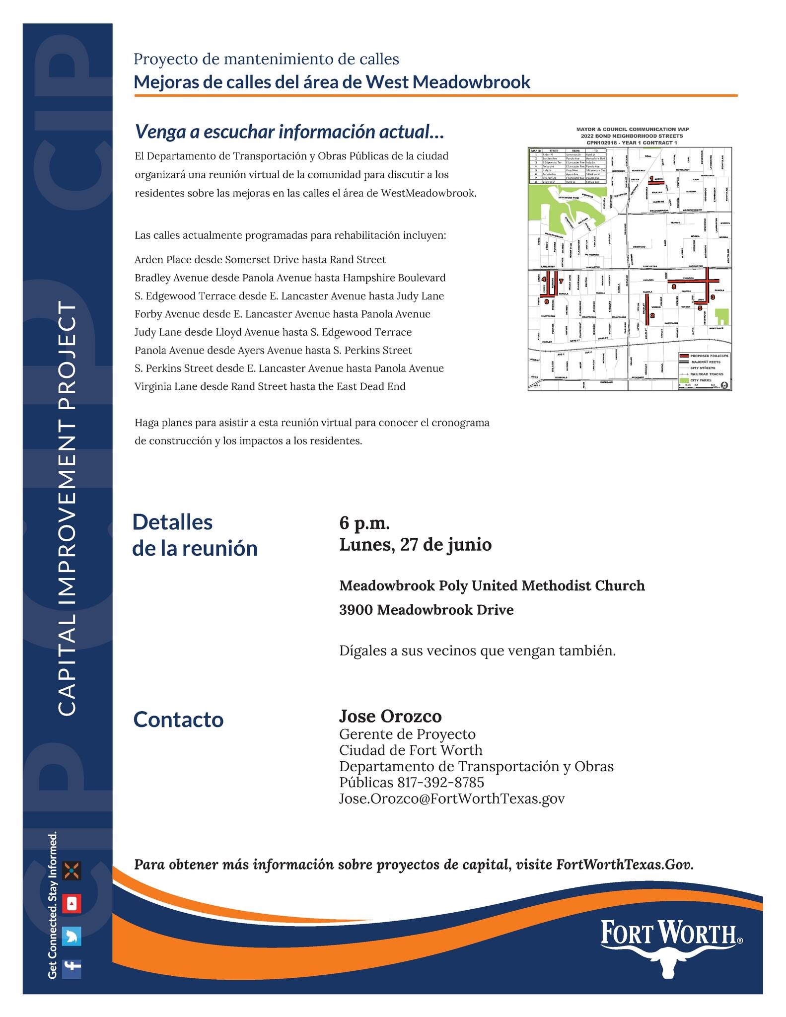 CFW: West Meadowbrook Area Street Improvements Public Meeting (Fort ...