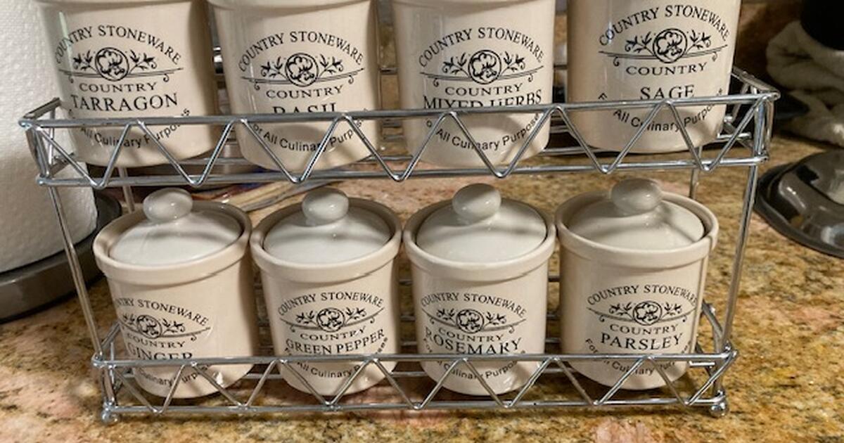 Country Stoneware Spice Jars with Rack for $15 in Germantown, TN | For ...