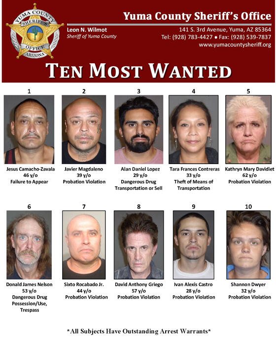YCSO 10 Most Wanted (Yuma County Sheriff's Office) — Nextdoor — Nextdoor