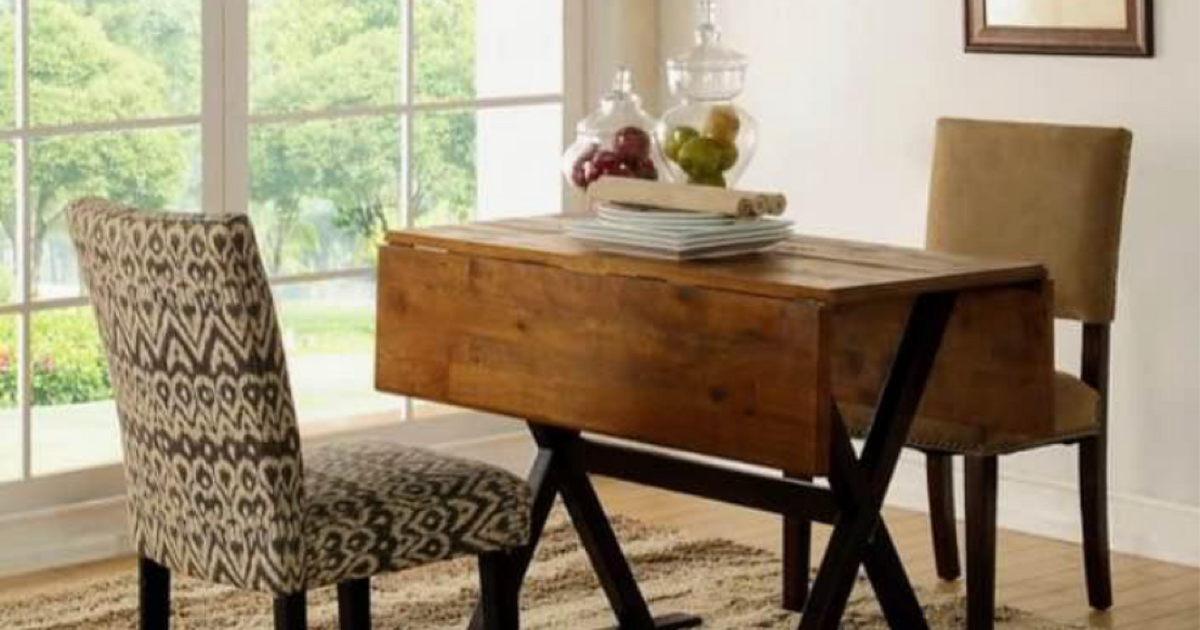Threshold Dining Table Solid Wood Distressed Chestnut Top & Coffee base ...