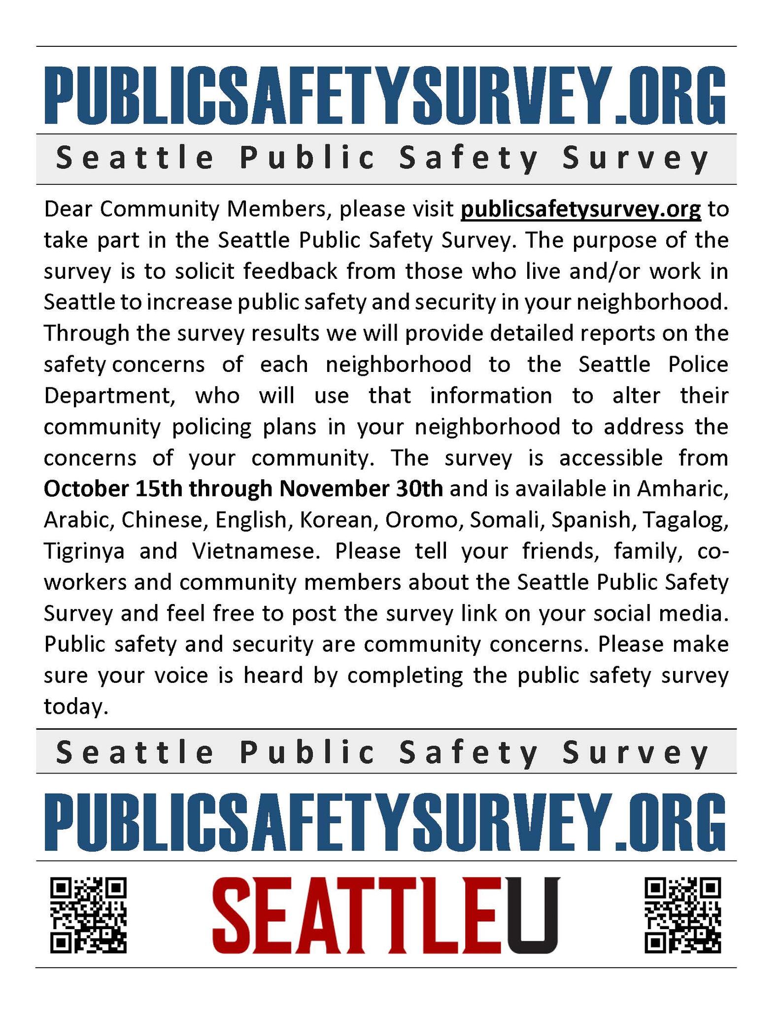 Calling all who live and/or work in Seattle! Don't forget to take the ...