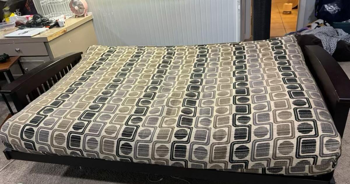 Wooden Futon with Patterned Mattress for Free in Littleton, CO | For ...