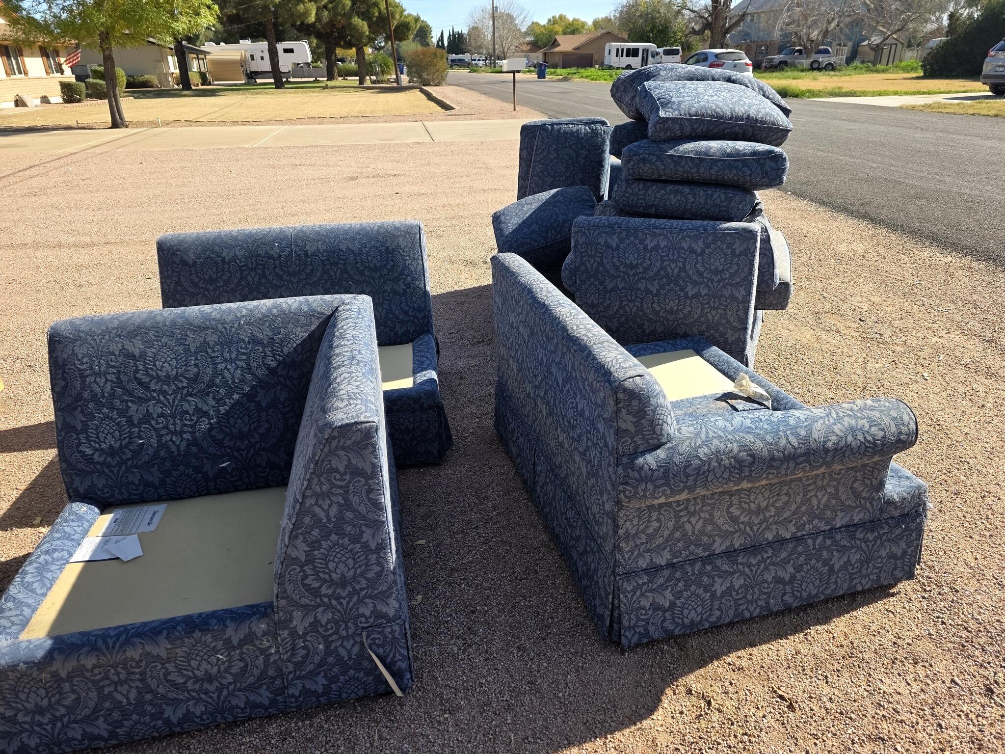 Blue Patterned Sofa Set for Free in Queen Creek, AZ | For Sale & Free ...