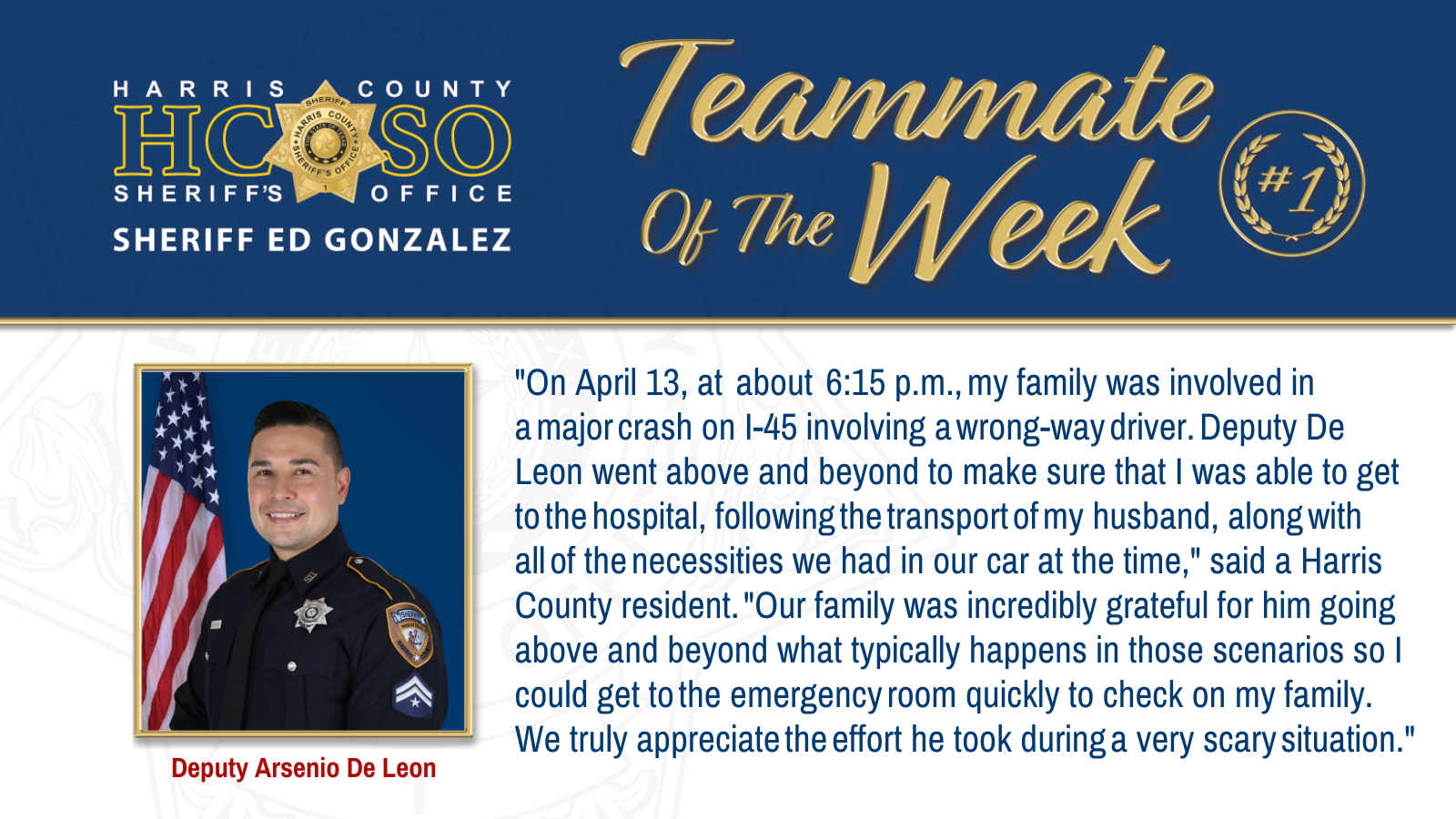 Harris County Sheriff's Office Teammates of the Week: Sheriff Ed ...