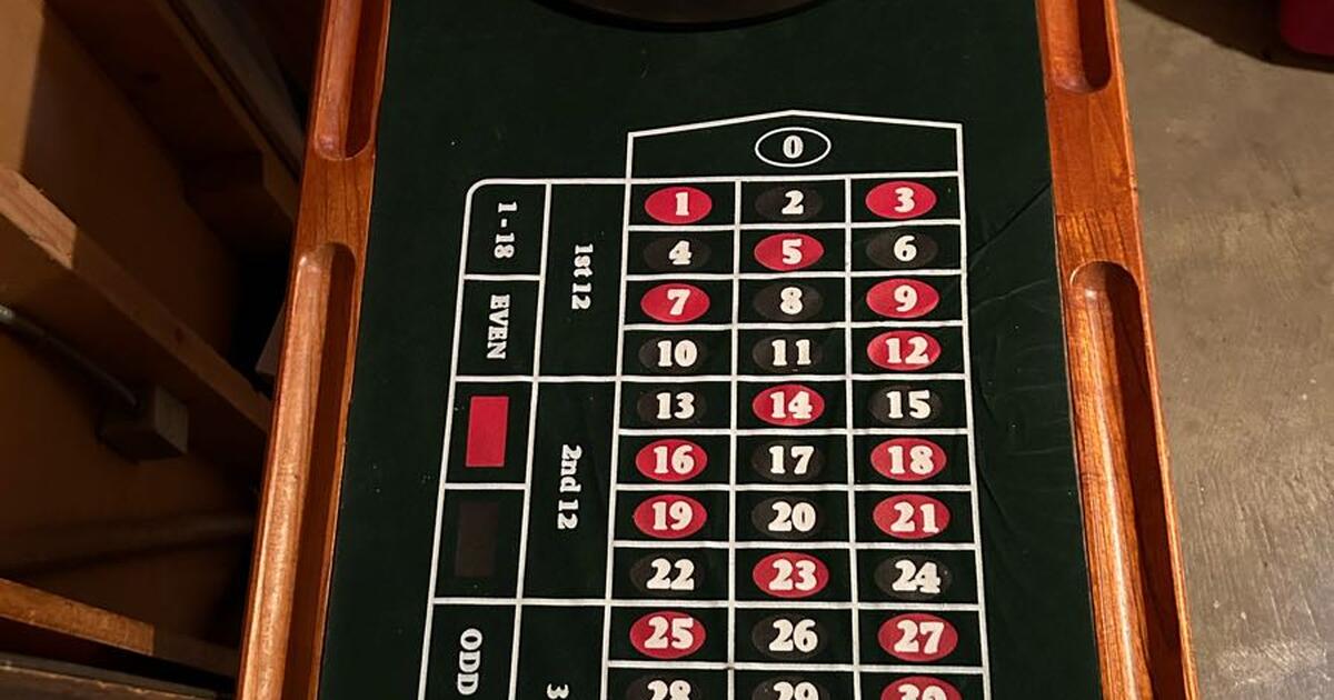 Oak gaming table with Roulette, blackjack, and craps for $65 in ...