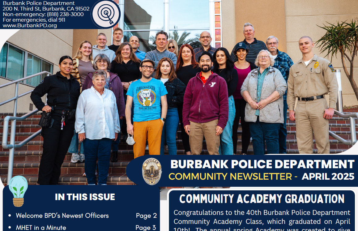 Burbank Police Community Newsletter - April 2025 (Burbank Police ...