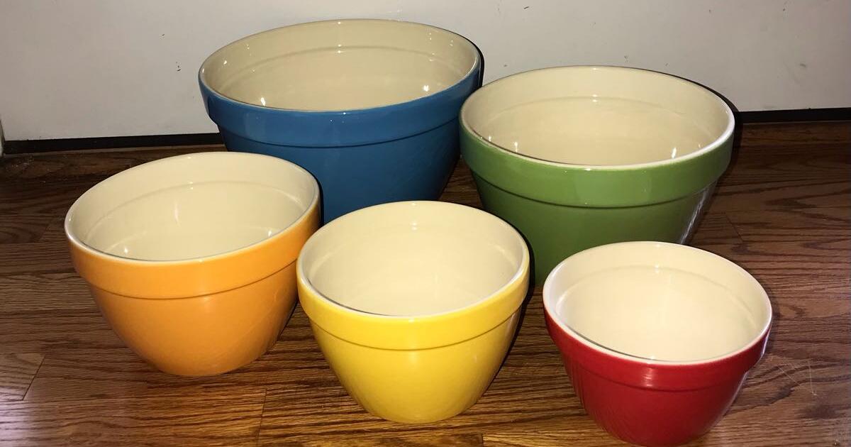 Set/5 Crate and Barrel Multi-Color Nesting Mixing Bowls for $35 in ...