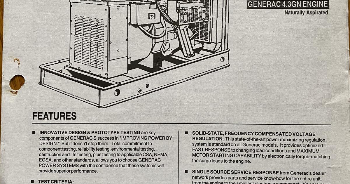 Generac Generator - 45KW: 25-years-old in Williamston, MI | For Sale ...
