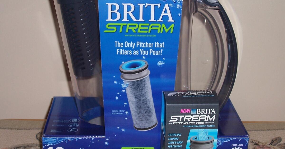 Brita Stream Water Filtration System Carbon Rapids Pitcher + Extra ...