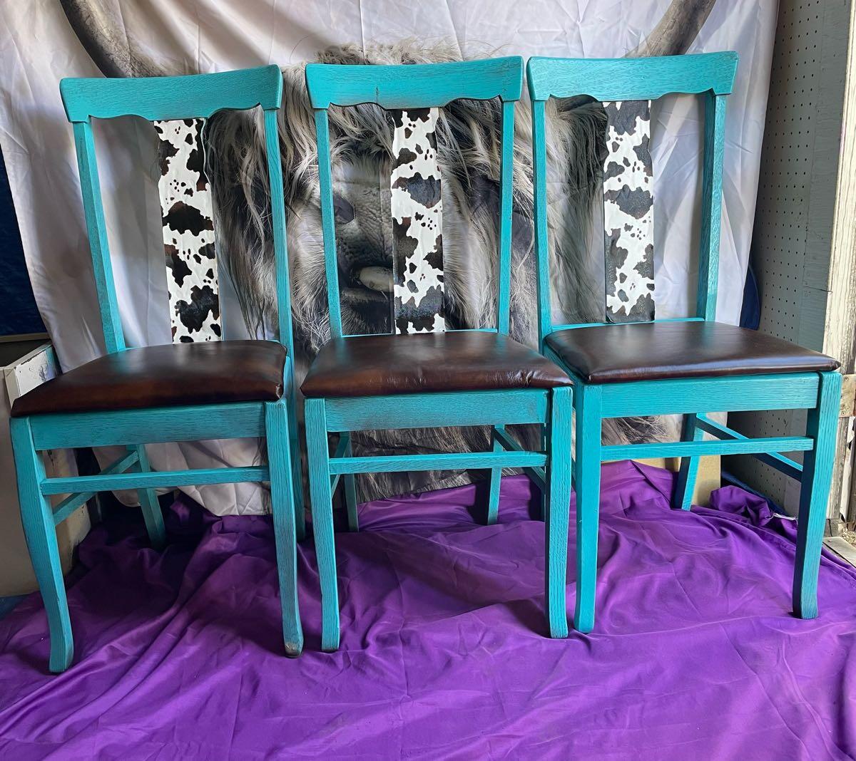 Unique cow print chairs for $100 in Strasburg, CO | For Sale & Free ...