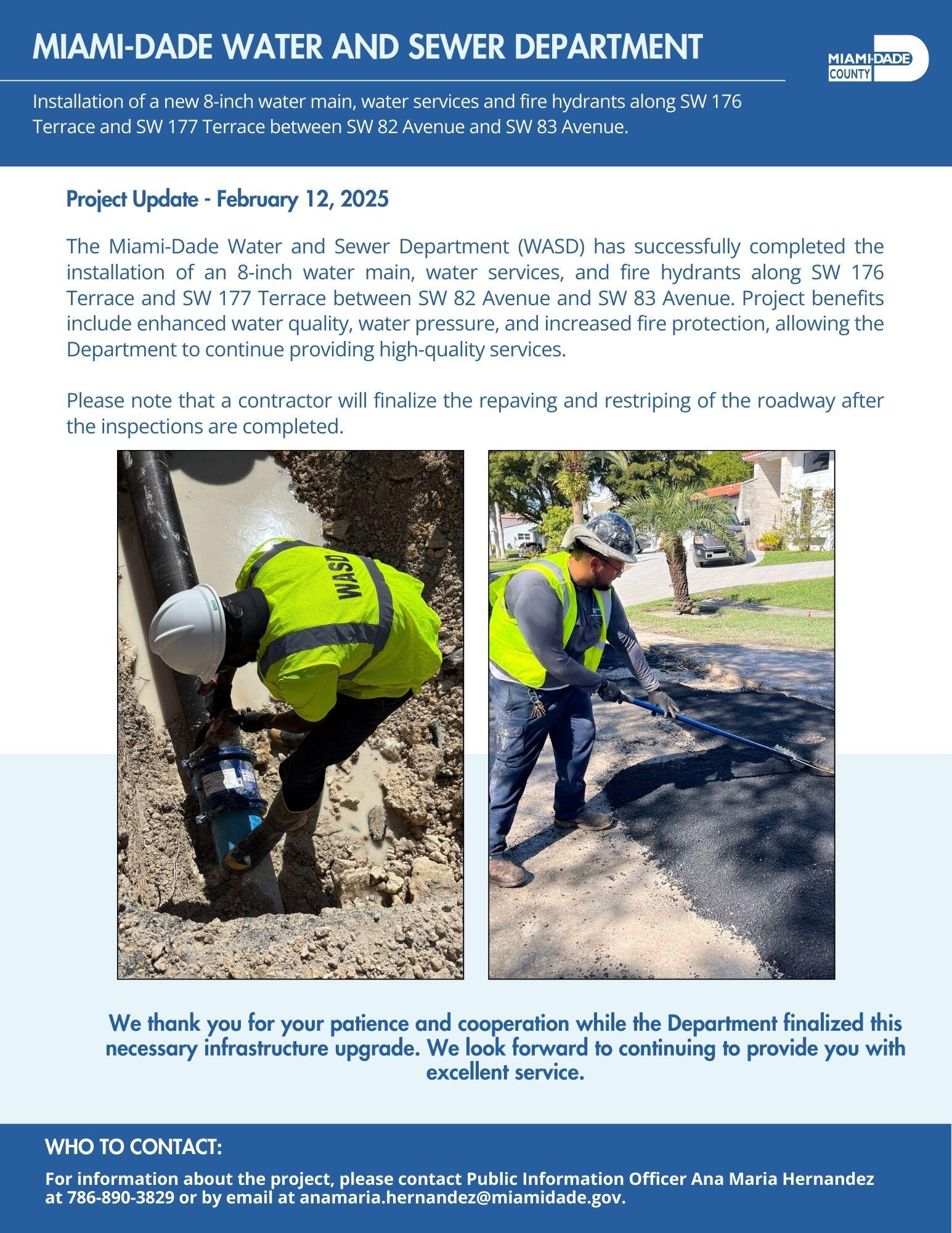 Update: The Miami-Dade Water and Sewer Department (WASD) has ...