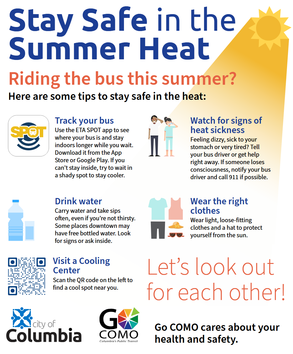 Stay safe in the summer heat: Tips for riders from Go COMO Transit (City of Columbia Missouri ...