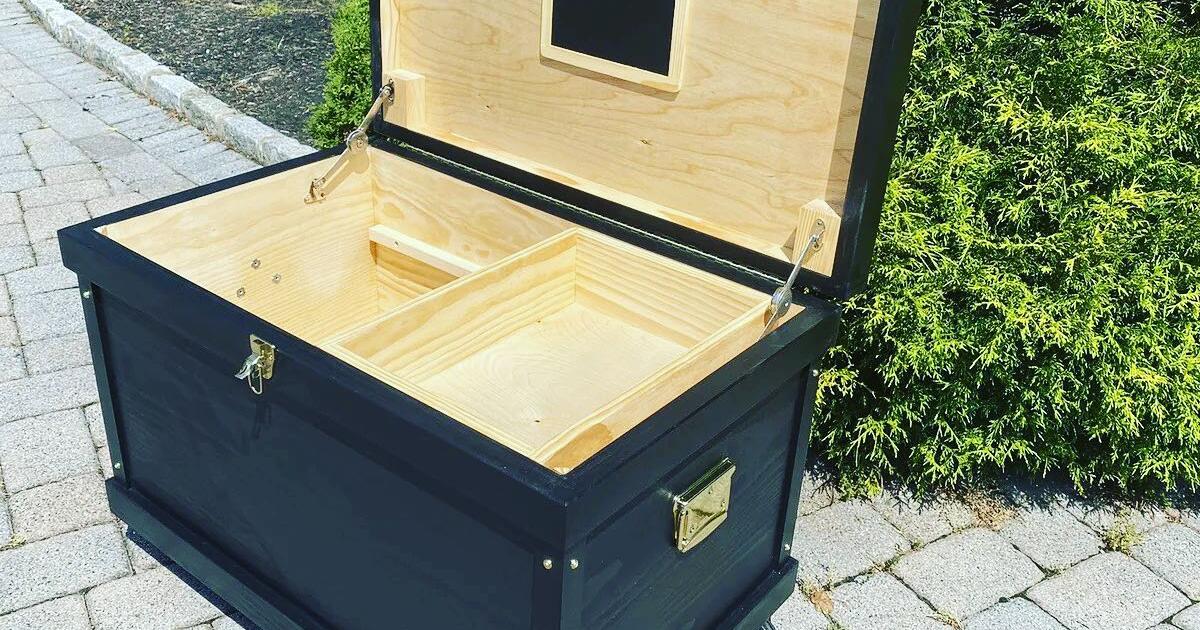 New Handcrafted Large Tack Trunk Made from Solid Wood In A dark Stain ...