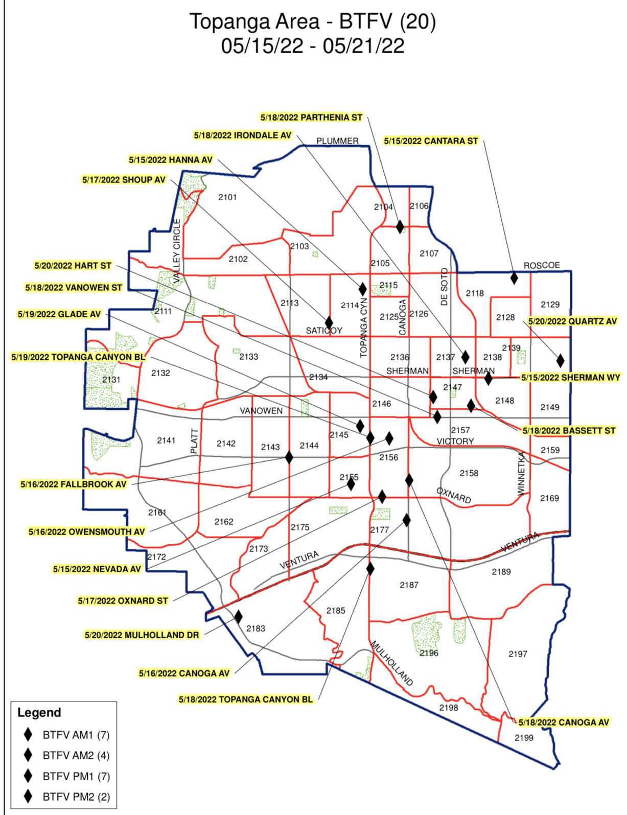 LAPD TOPANGA DIVISION WEEKLY CRIME MAPS (Los Angeles Police Department ...