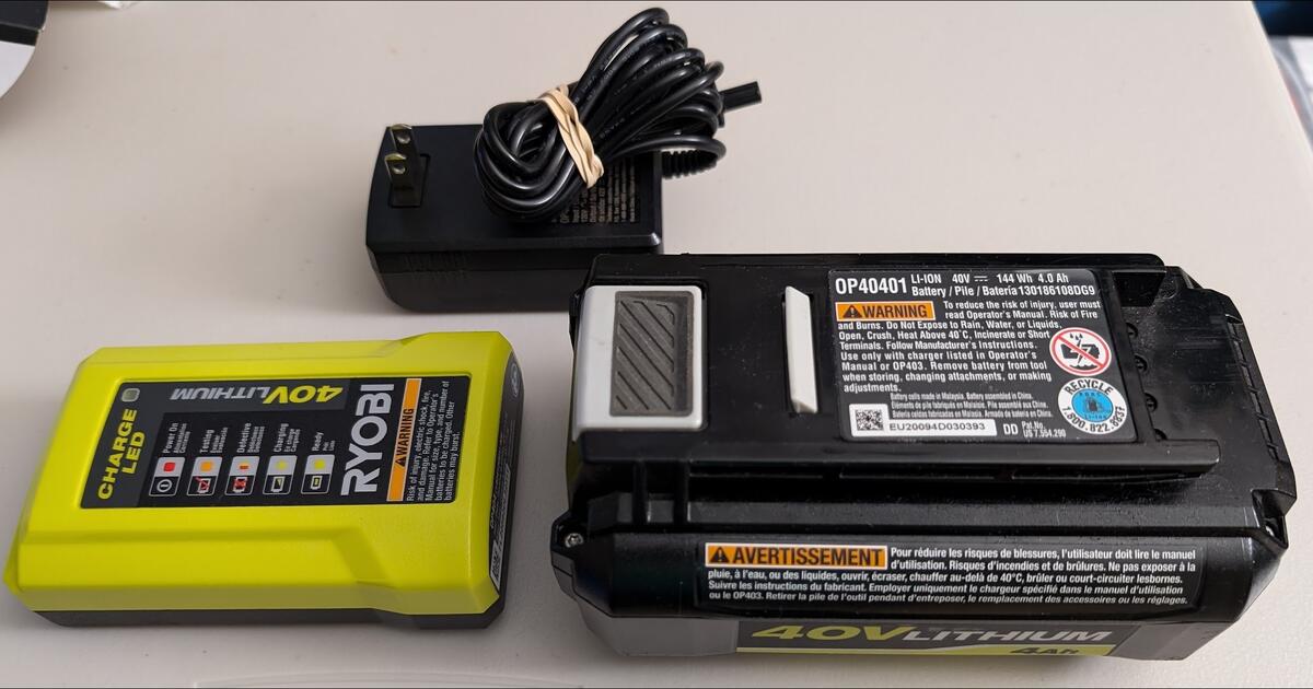 Ryobi 40V Lithium Battery and Charger for $50 in Poway, CA | For Sale ...