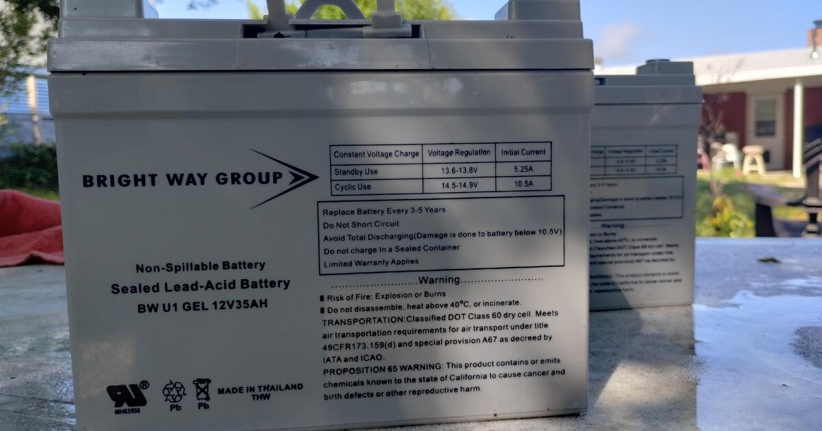 Pair of Bright Way Group Non-spillable Sealed Lead-Acid Battery BW U1 ...