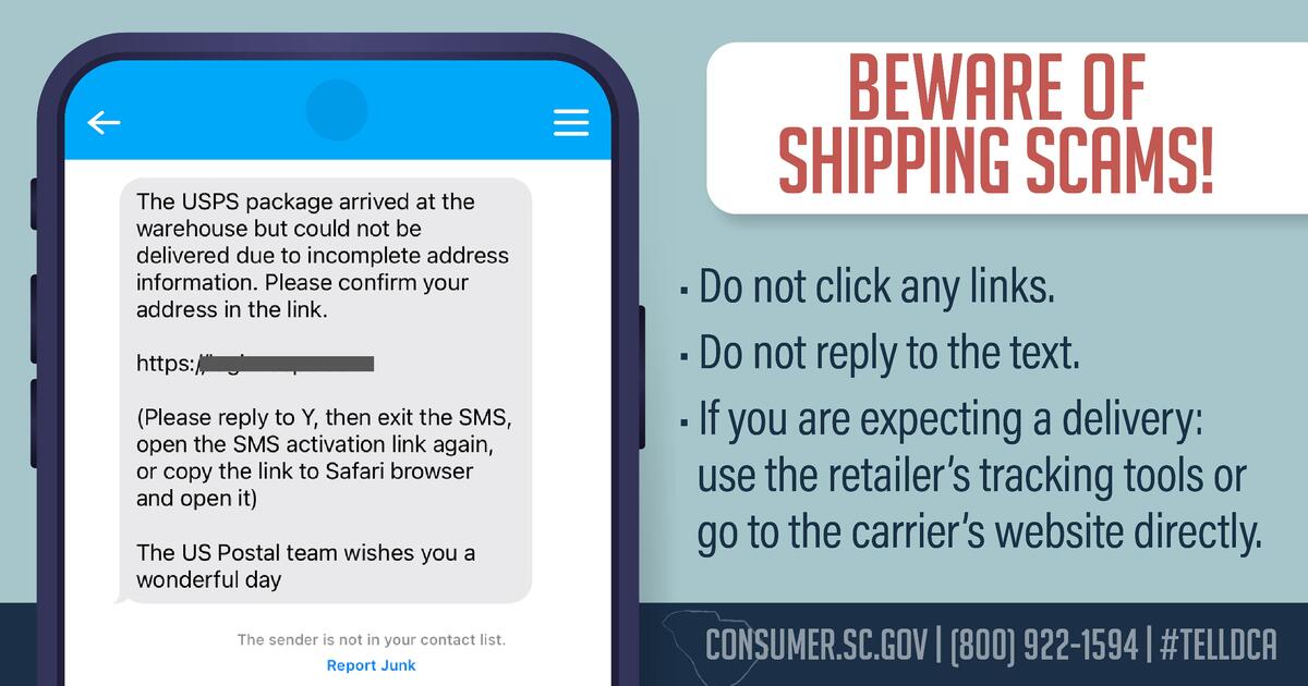 A scam alert about fake shipping notification text messages and emails ...