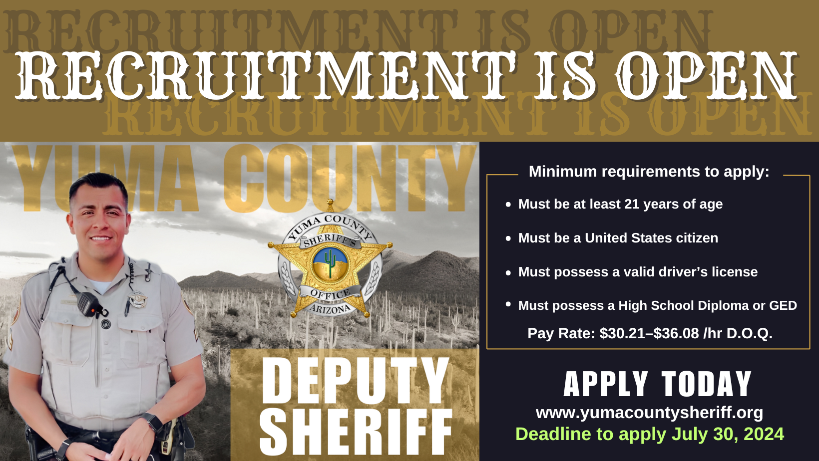 🌵Recruitment for Deputy Sheriff is now open. (Yuma County Sheriff's ...