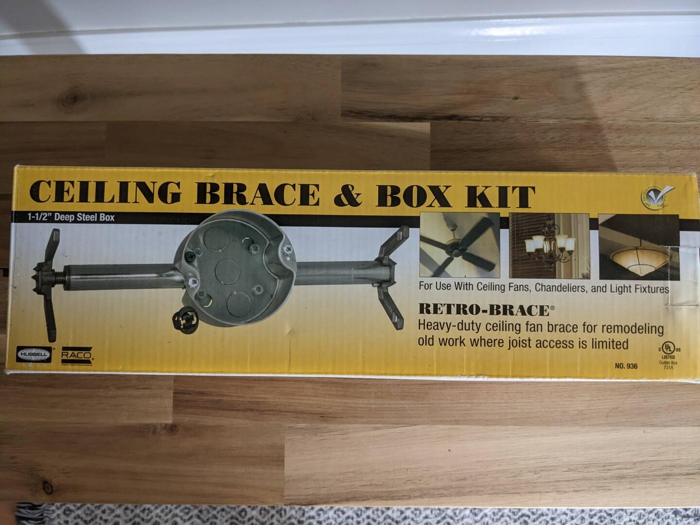 Ceiling Fan Box With Brace Kit For Old Work | Shelly Lighting