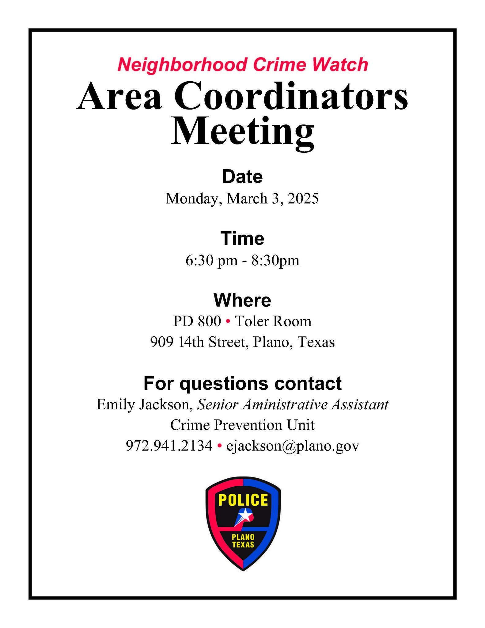 The Plano Police Department will host an informational meeting about ...