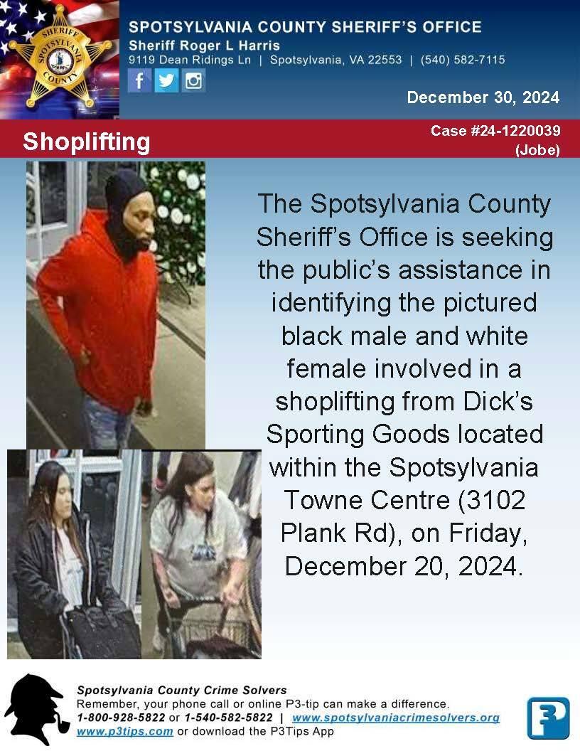 An anonymous tip through our P3 system may result in a financial reward. (Spotsylvania Sheriff's ...