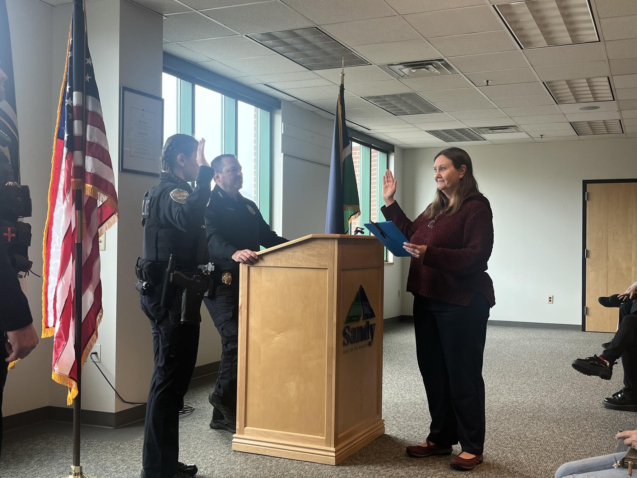 Today, we proudly welcomed two new Police Officers to the Sandy Police ...