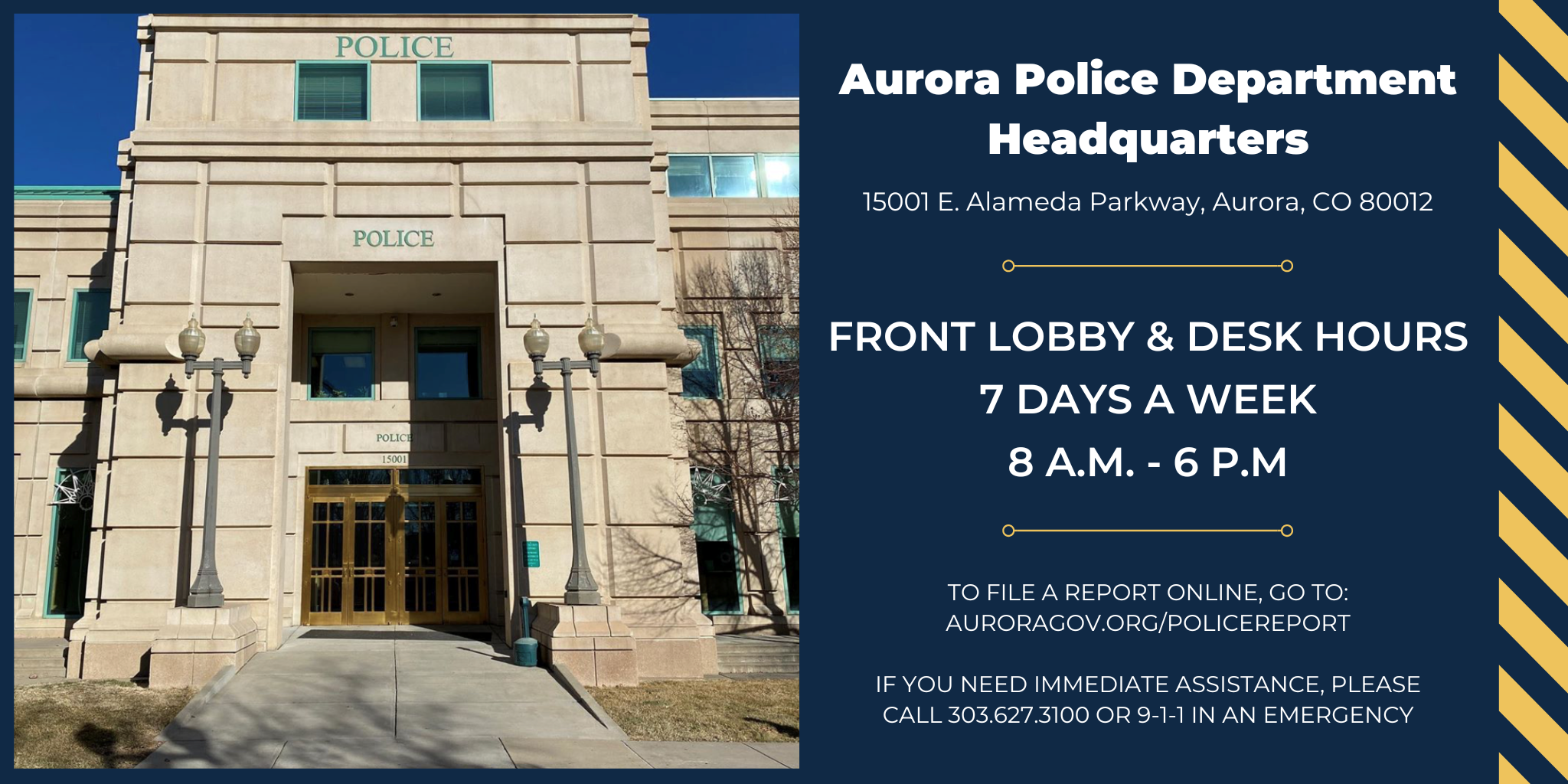 UPDATED FRONT DESK & LOBBY HOURS (Aurora Police Department) — Nextdoor ...