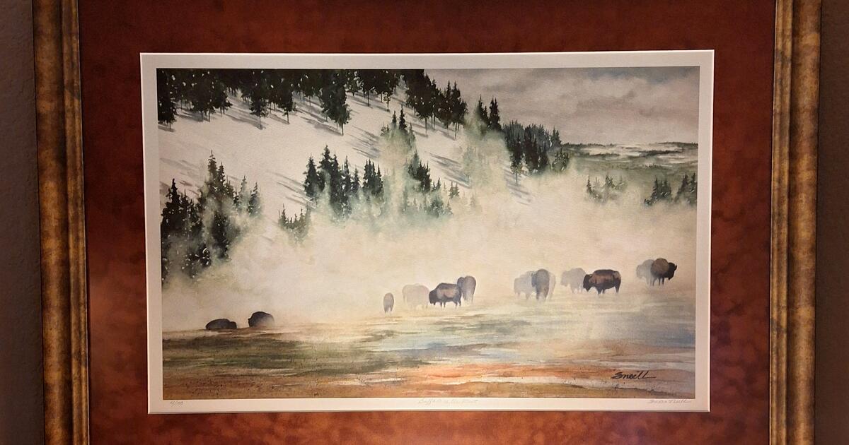 "Buffalo in the Mist" Signed Print by Artist Susan Neill - Matted ...