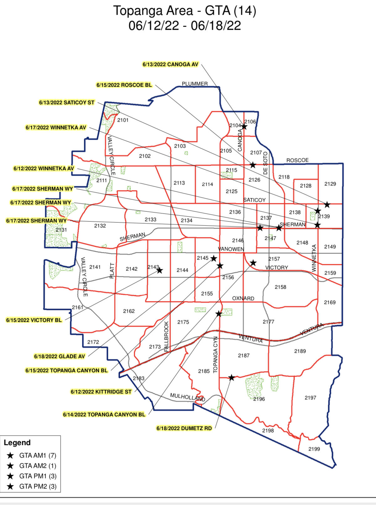 LAPD TOPANGA DIVISION Weekly Crime Maps (Los Angeles Police Department ...