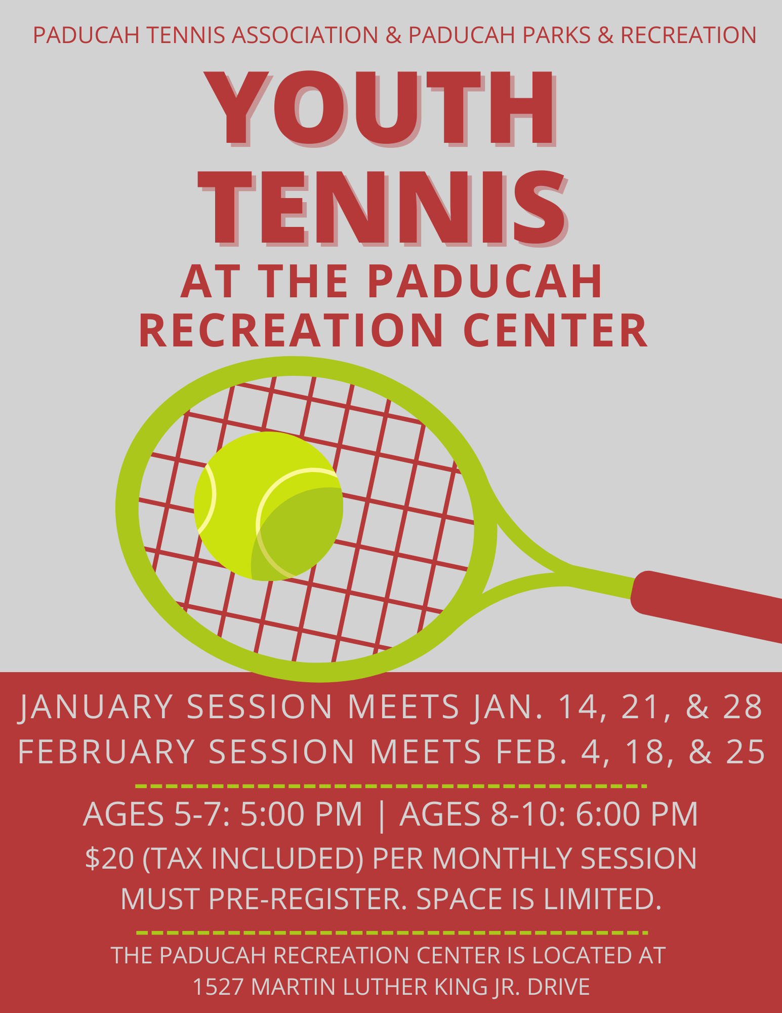 The Paducah Tennis Association and Paducah Parks & Recreation are ...