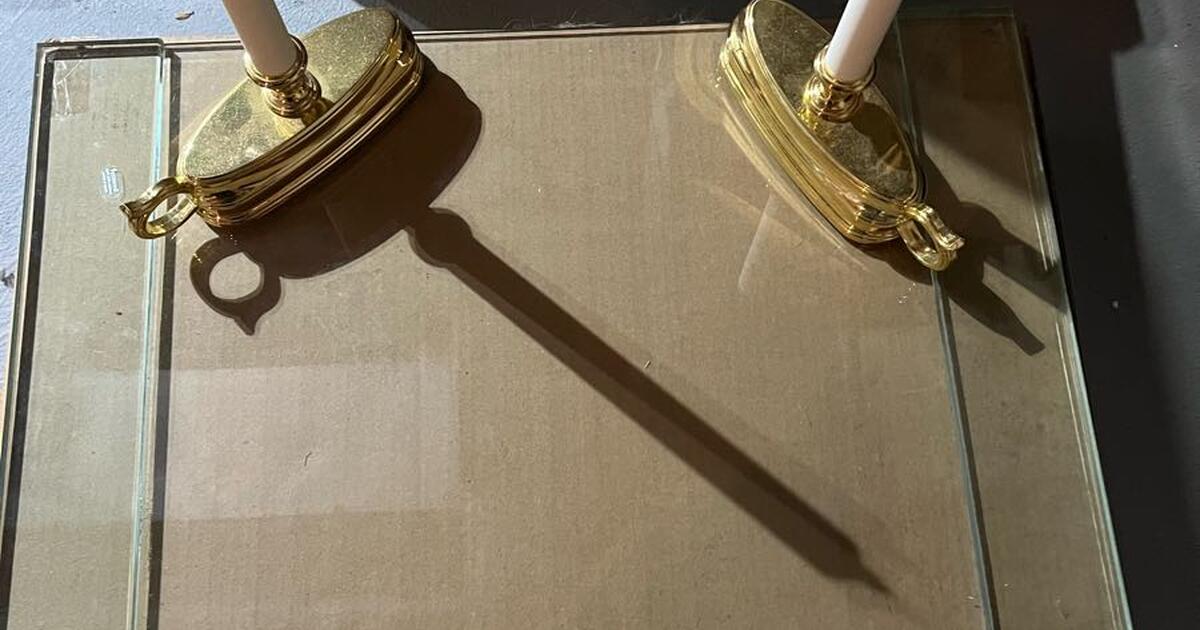 Glass Desktop Protector & Brass Luminara Window Candles for $20 in ...