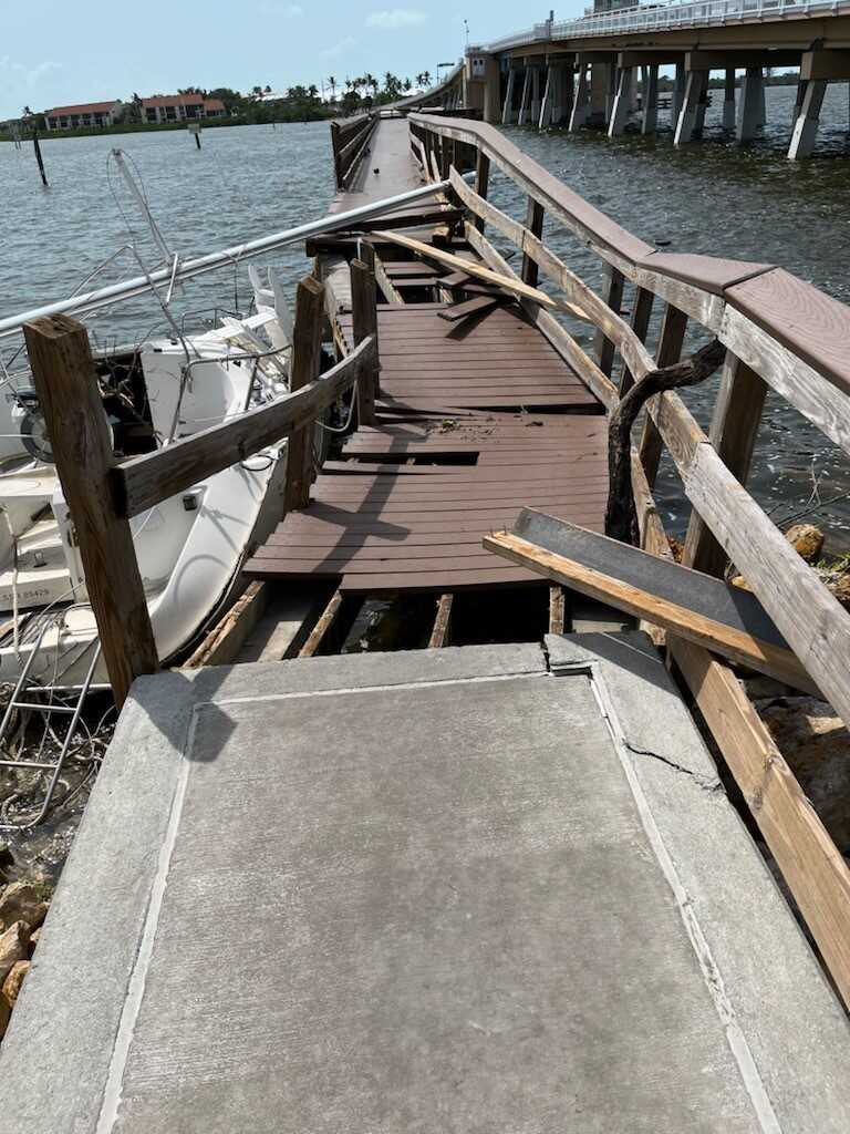 The Anger Fishing Pier is closed due to damage from being struck by a boat.