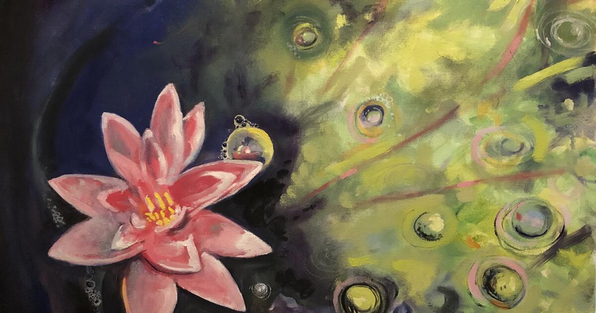 "Fountain Lilly" - Original Oil Painting 28" x 22" By Artist John Anzel ...