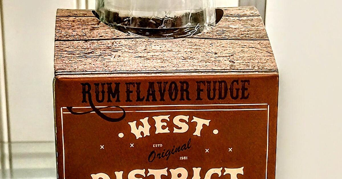 Brand New West District Co. Rum Flavored Fudge In A Glass Decanter Jar ...