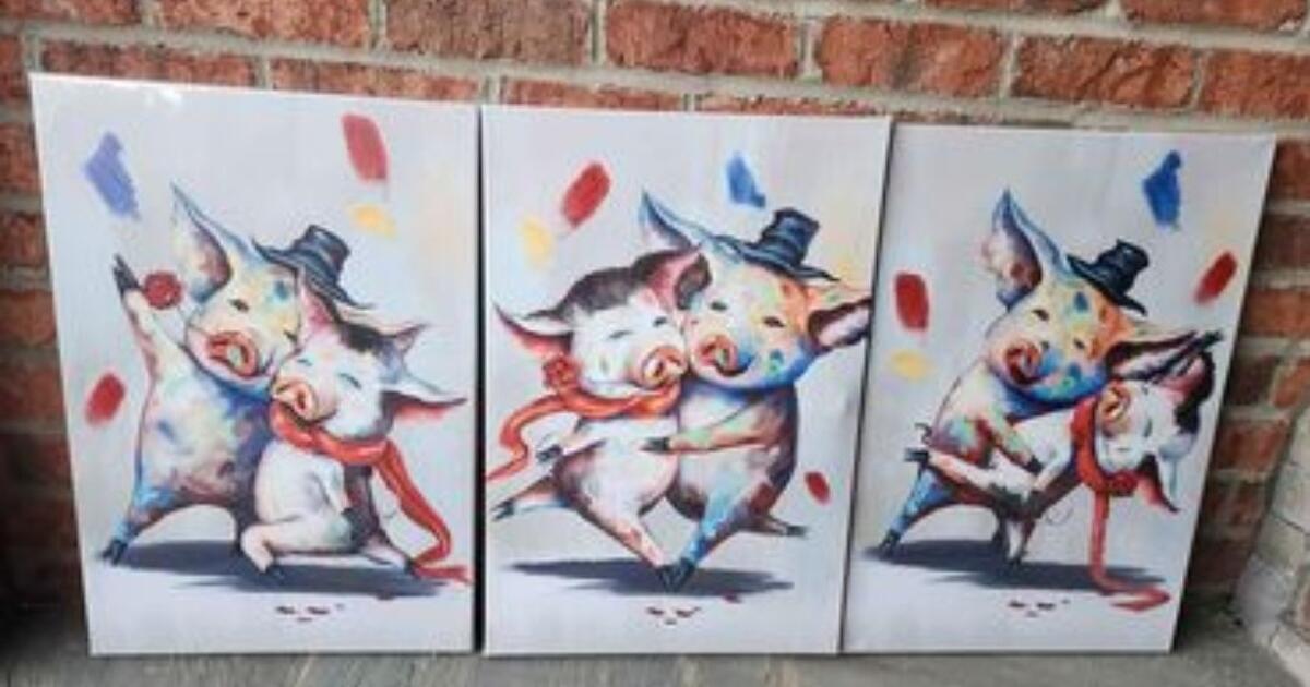 Dancing Pigs 3pc Wall Art Canvas 16 x 24 - New for $20 in Matthews, NC ...