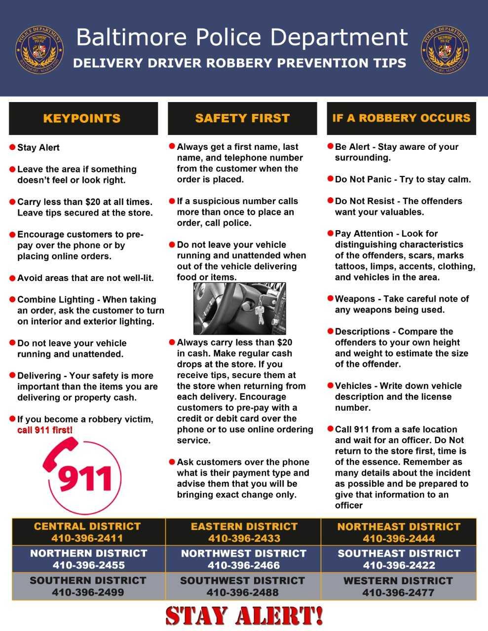 Delivery Driver Safety Tips/Situational Awareness (Baltimore Police ...