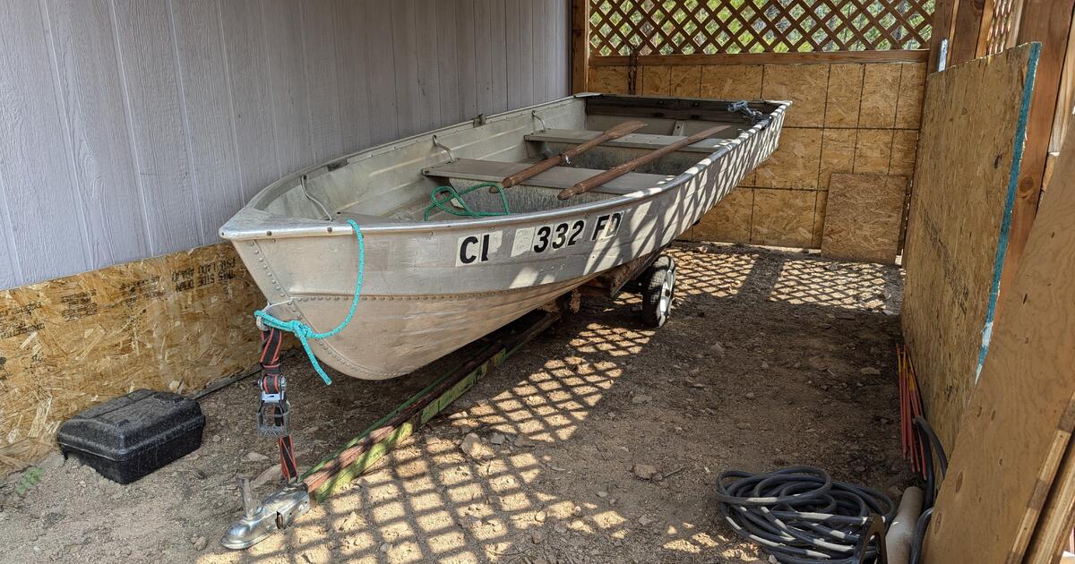 Jonboat With Trailer, Oars And Trowling Motor for Free in Red Feather ...