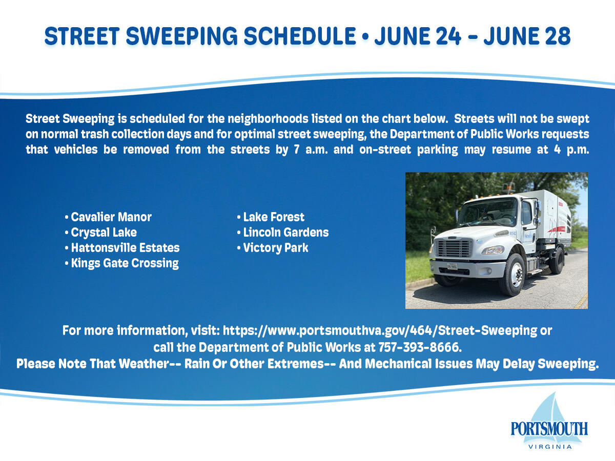 Street Sweeping Schedule for June 24, 2024 - June 28, 2024 (City of ...