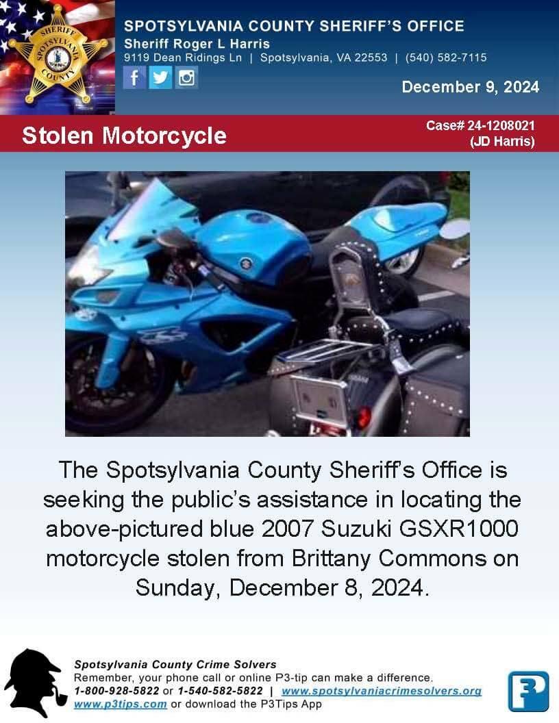 An anonymous tip through our P3 system may result in a financial reward. (Spotsylvania Sheriff's ...
