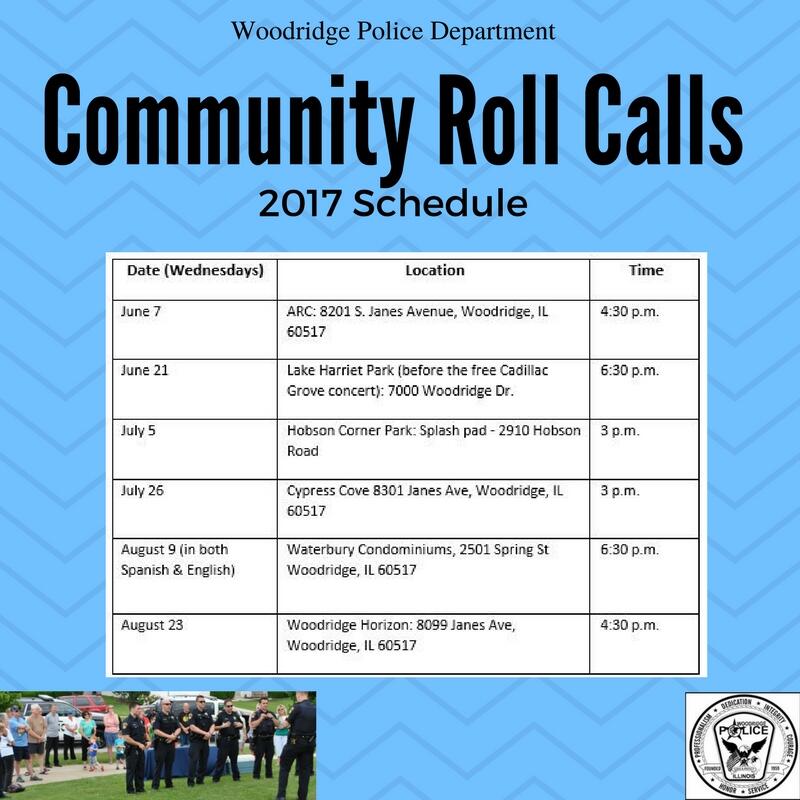 Upcoming Community Roll Call Near You (Woodridge Police Department ...