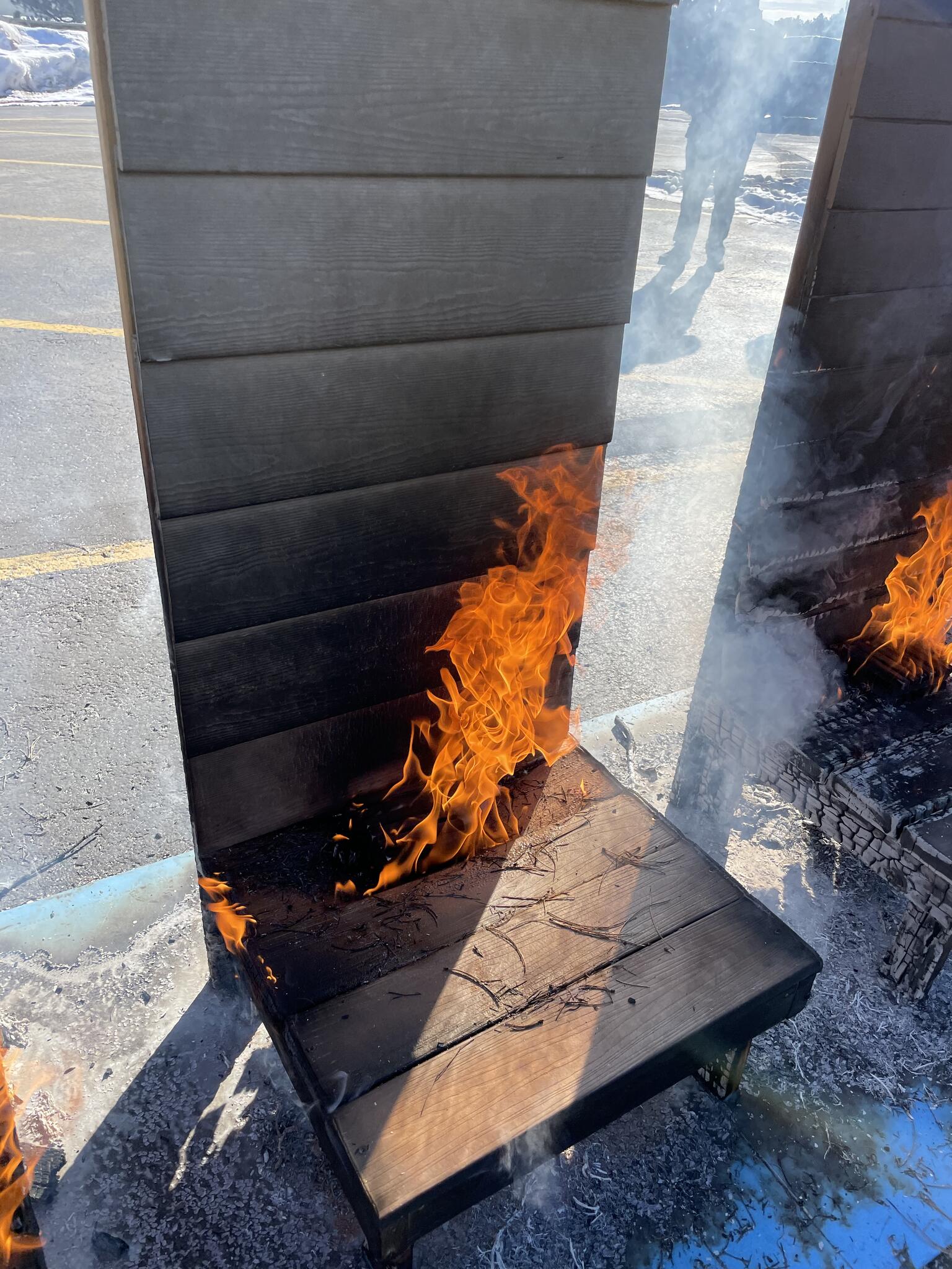 Lessons from the Live Burn 2: The props with engineered fire resistance (one with fiber cement ...