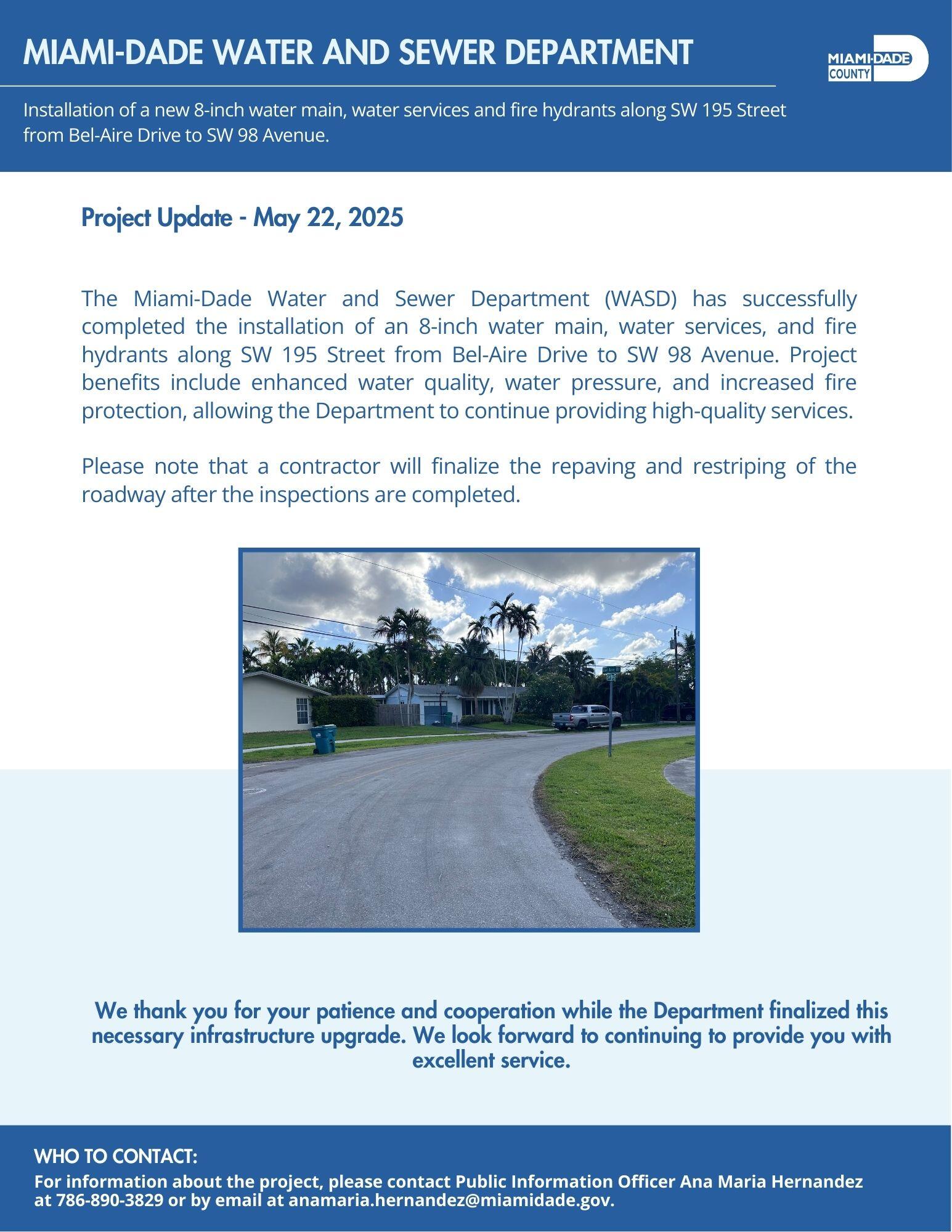 UPDATE: The Miami-Dade Water and Sewer Department (WASD) has ...
