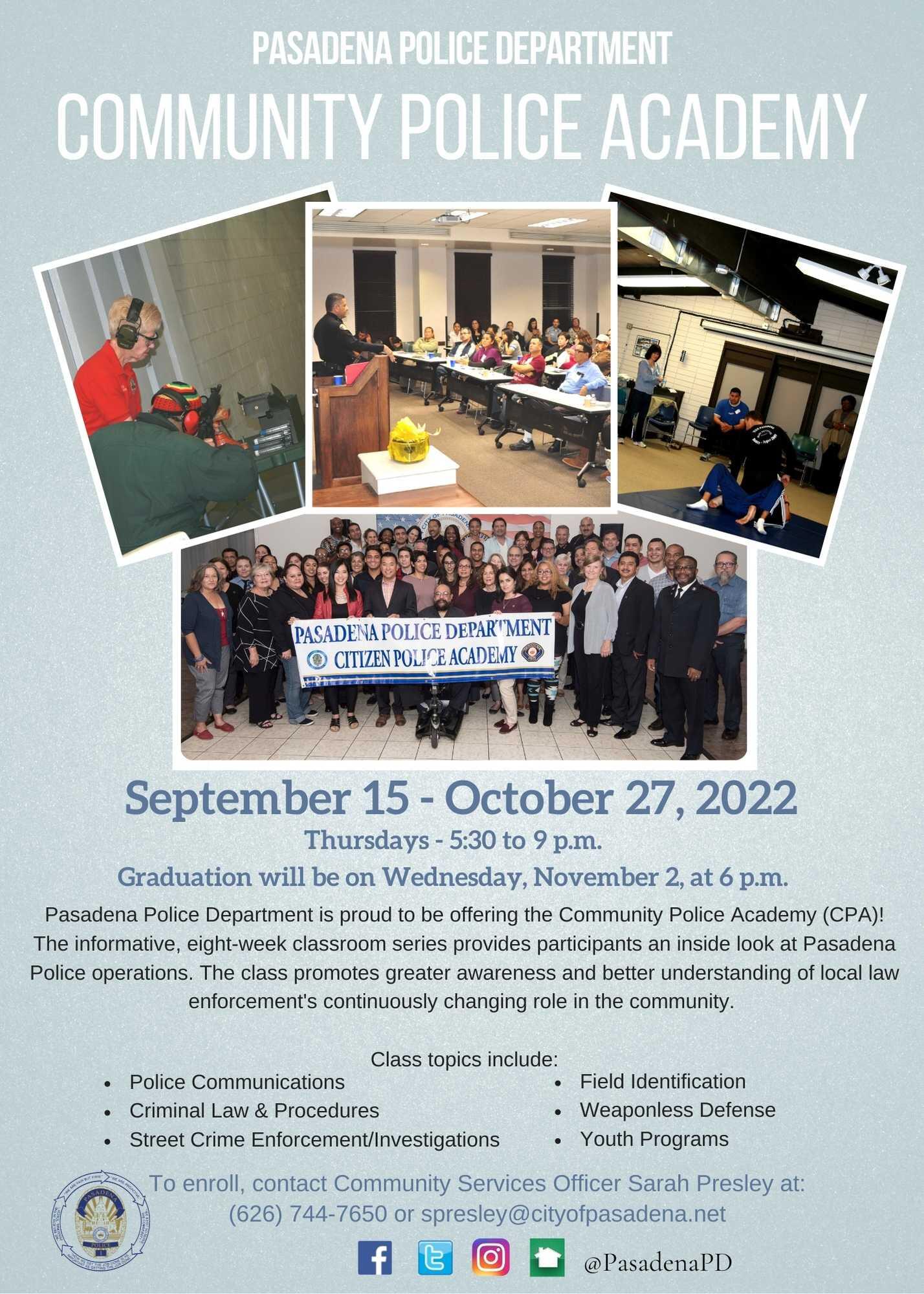 Community Police Academy - Now Enrolling! (Pasadena Police Department ...