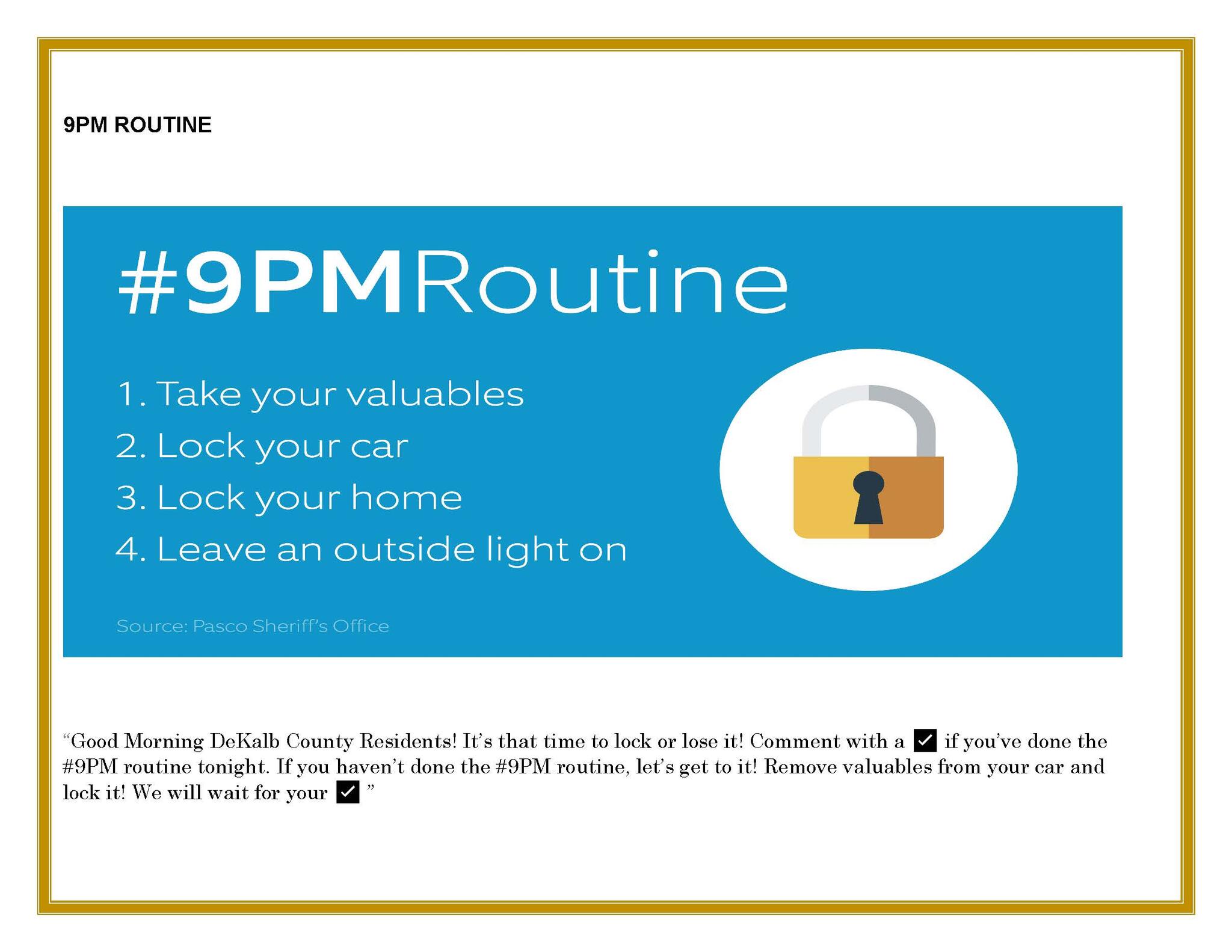 9 PM ROUTINE- It's Time to Lock It or Lose It! (DeKalb County Police ...