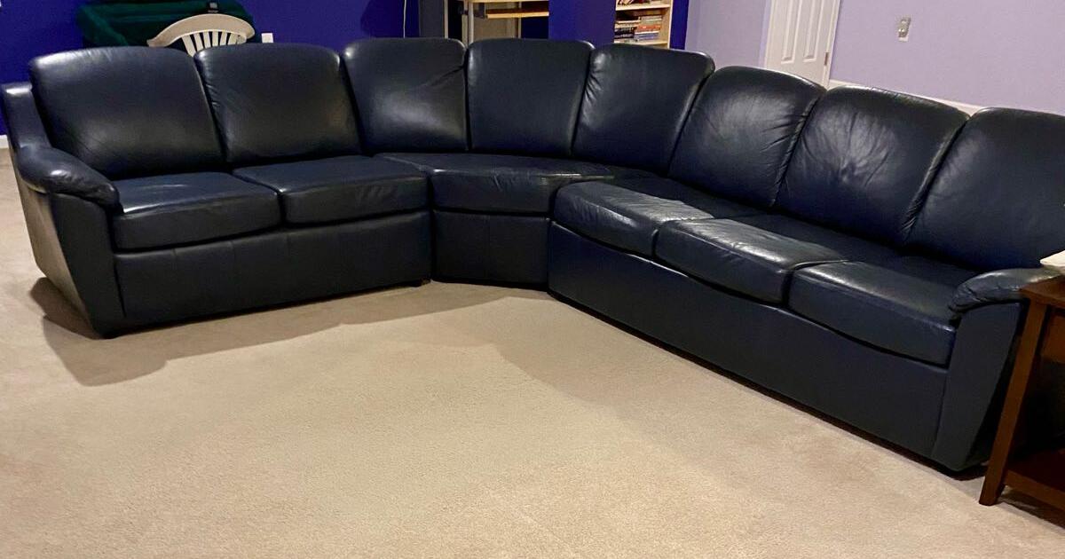 Navy Blue Leather Sectional Sofa for $300 in Fishkill, NY | For Sale ...