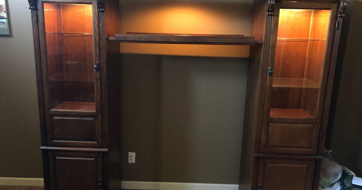 Solid Wood Entertainment Media TV Center Display Console Cabinet ...