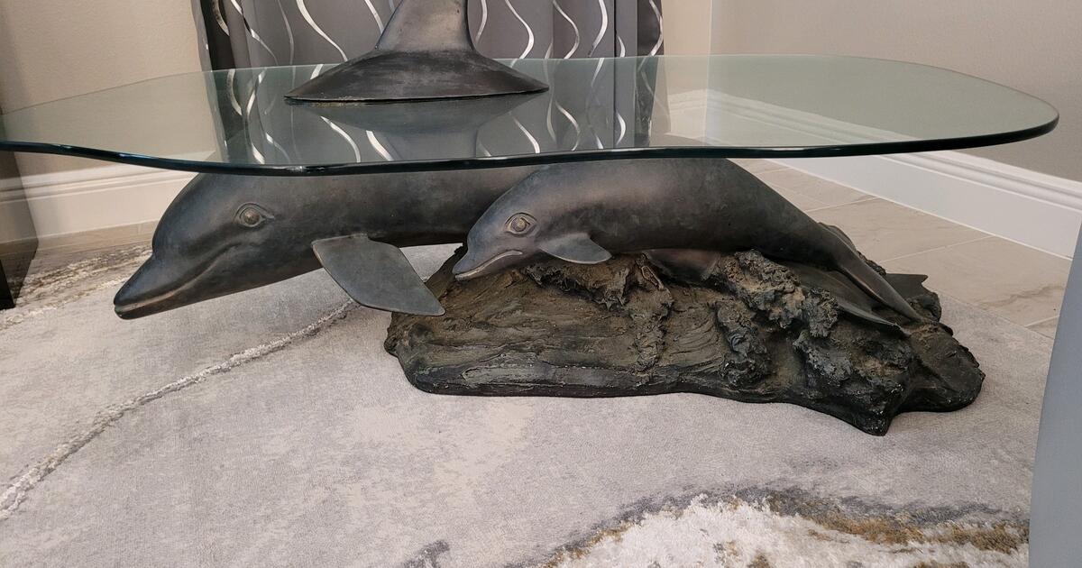 Custom mother and calf above and below glass and plaster dolphin coffee ...