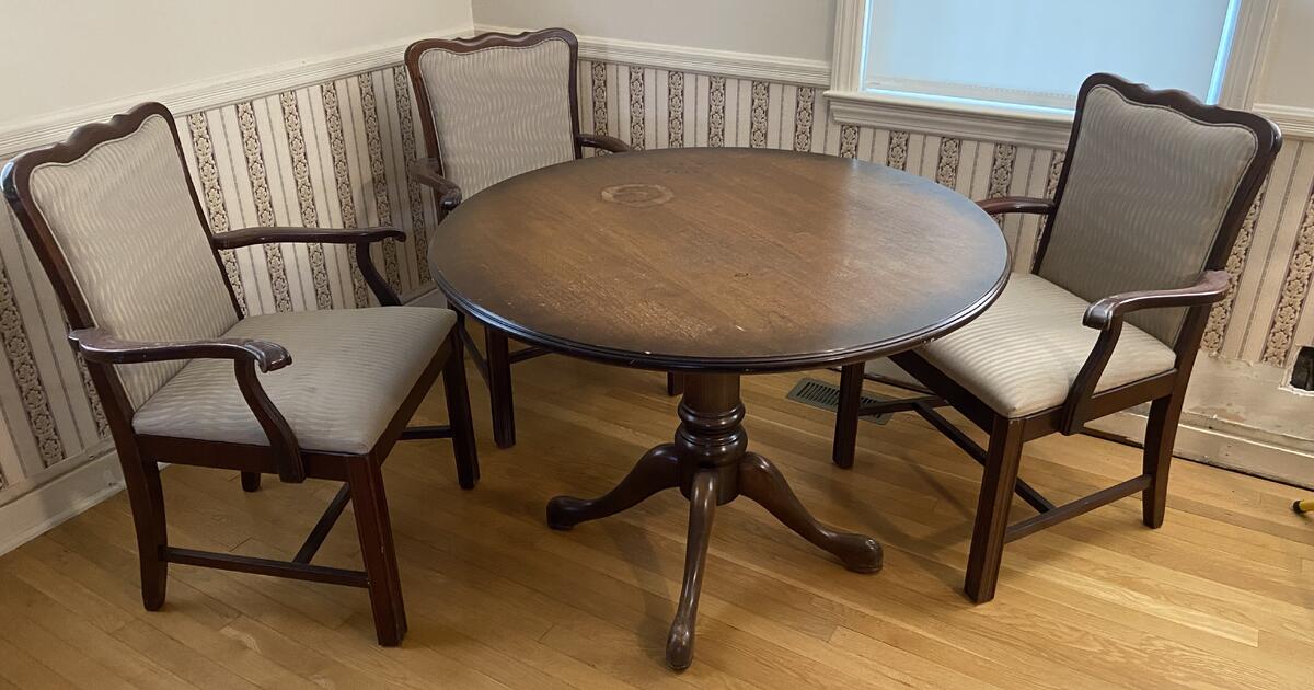 Round Wooden Dining Table with 3 Chairs for Free in Baltimore, MD | For ...