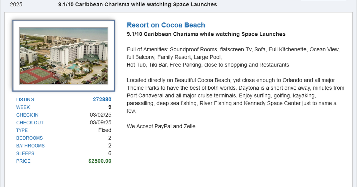 Resort on Cocoa Beach for $1850 in Brighton, MI | For Sale & Free — Nextdoor